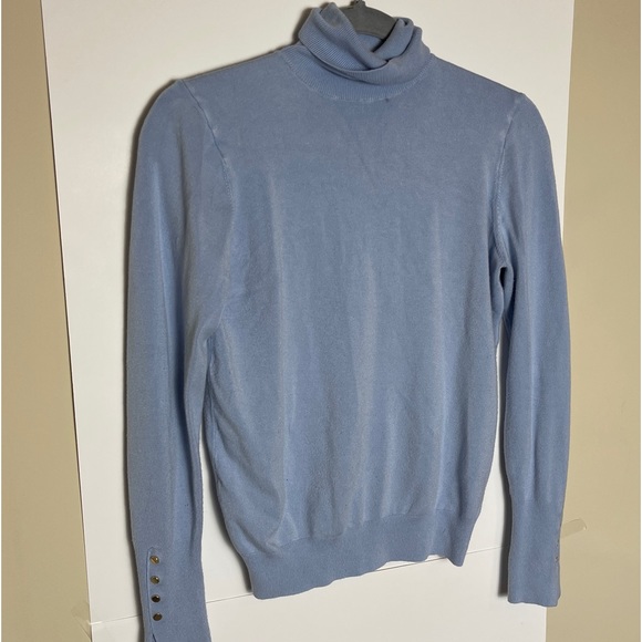 Zara | Sweaters | Zara Baby Blue Turtle Neck With Gold Buttons | Poshmark